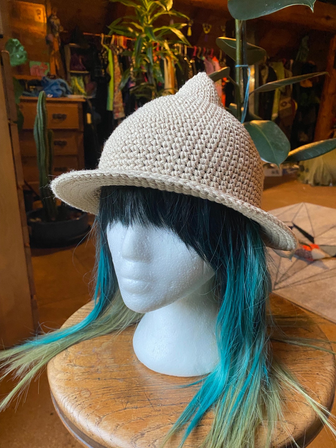 Small Beige Sprite Cap Witch Hat Cotton Halloween - Etsy