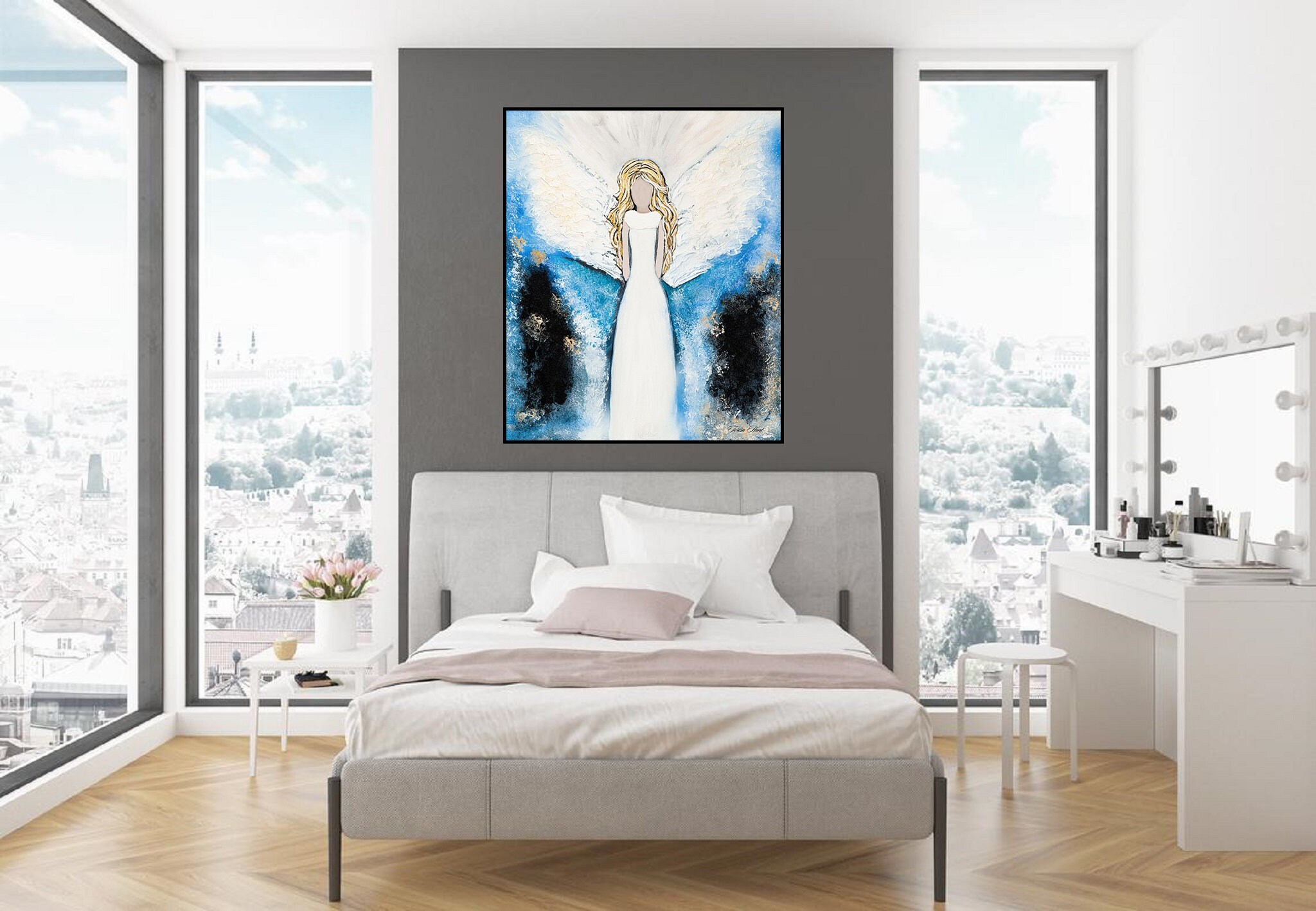 Guardian Angel Painting Wall Art Prints, Angel Wall Art Giclee Prints ...