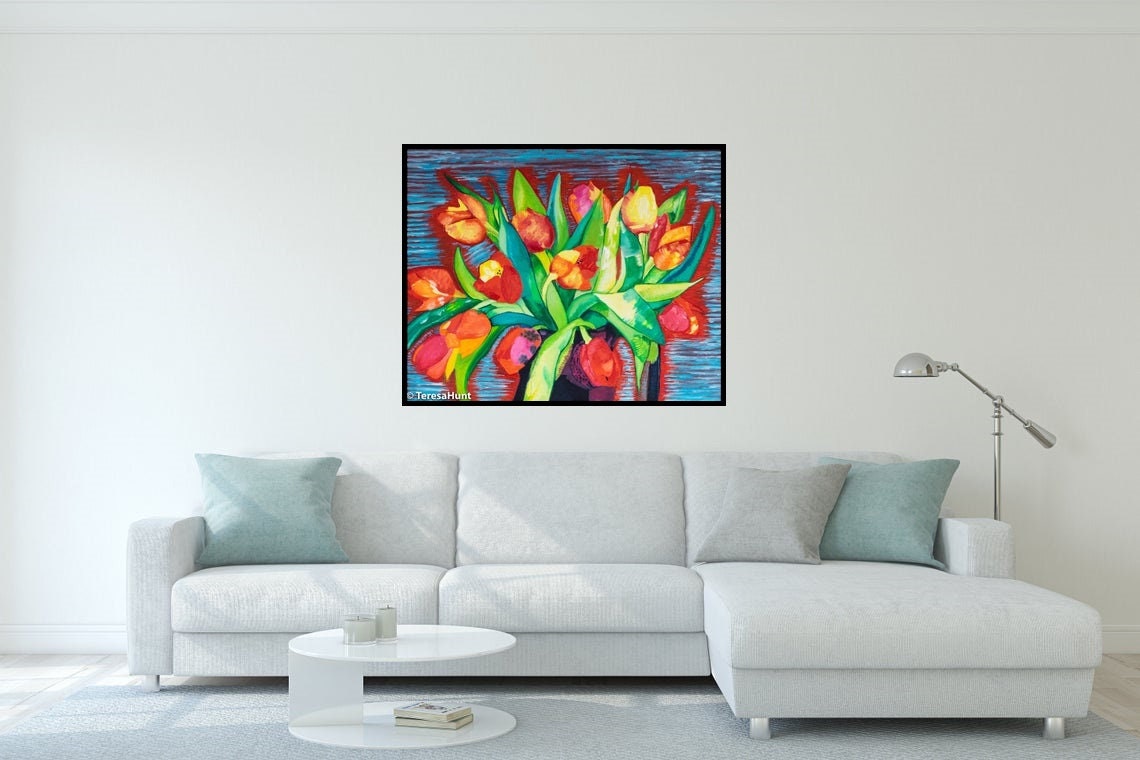 TULIPS CANVAS ART Tulip Flower Print Abstract Flower Art Bouquet Tulips ...