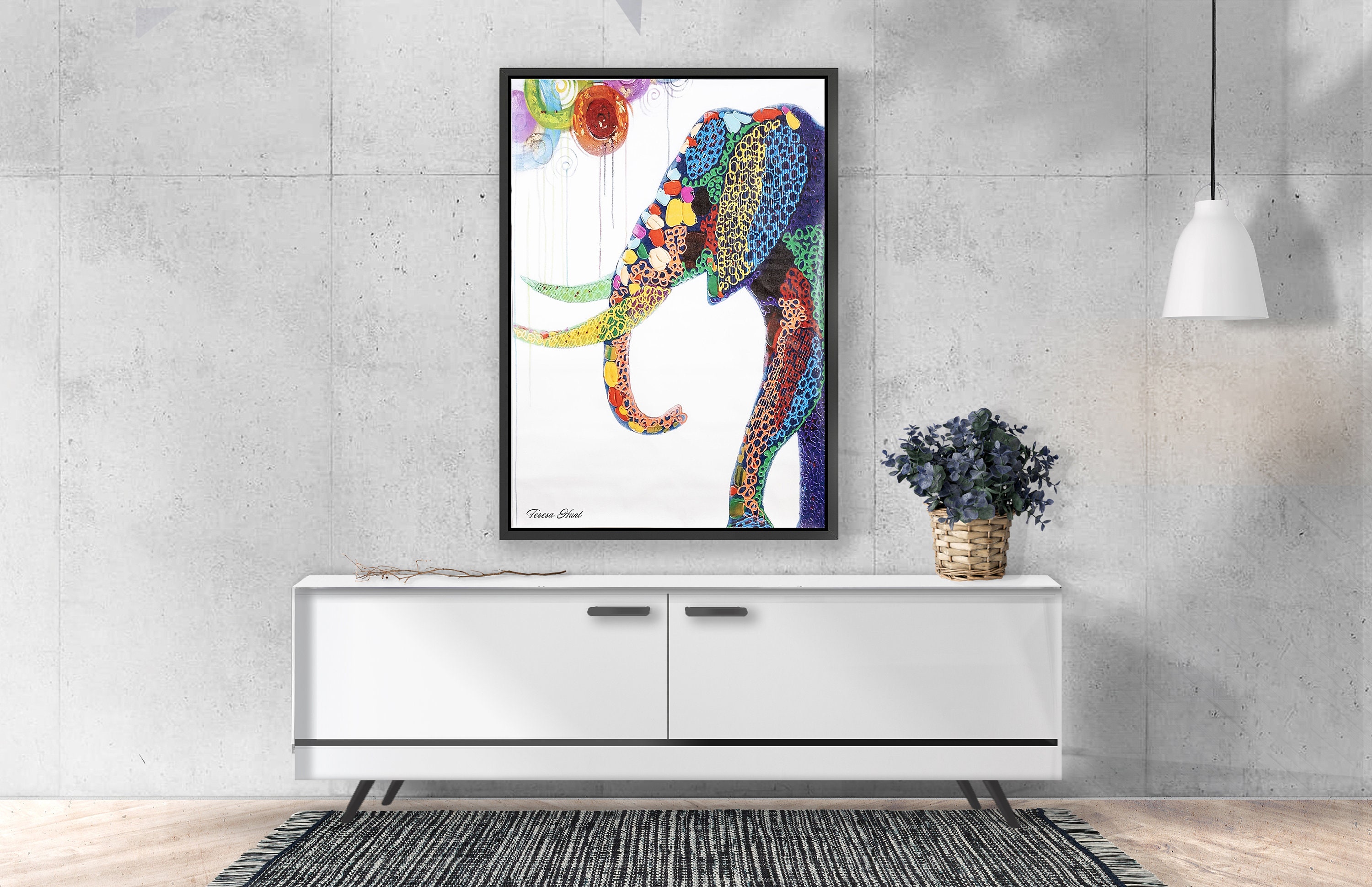 ELEPHANT ABSTRACT PAINTING Colorful Paintings Extra Large Wall Art ...