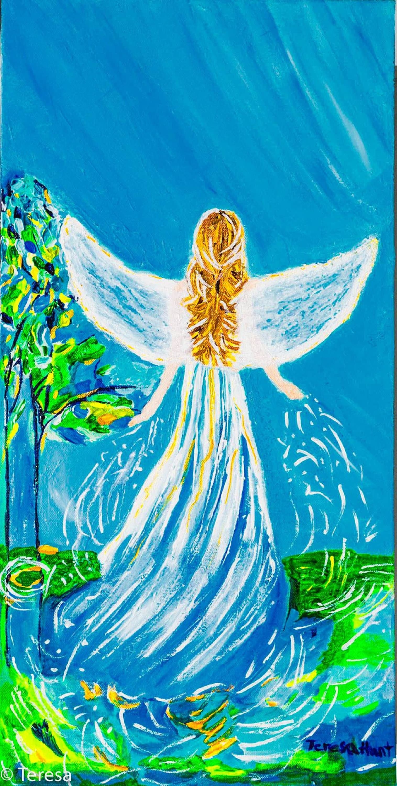 Mother Angel Painting Large Giclee Print, Religious Angelic Painting ...
