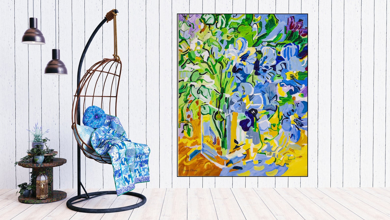 Abstract Paintings of Flowers in a Vase Colorful Floral Vase - Etsy