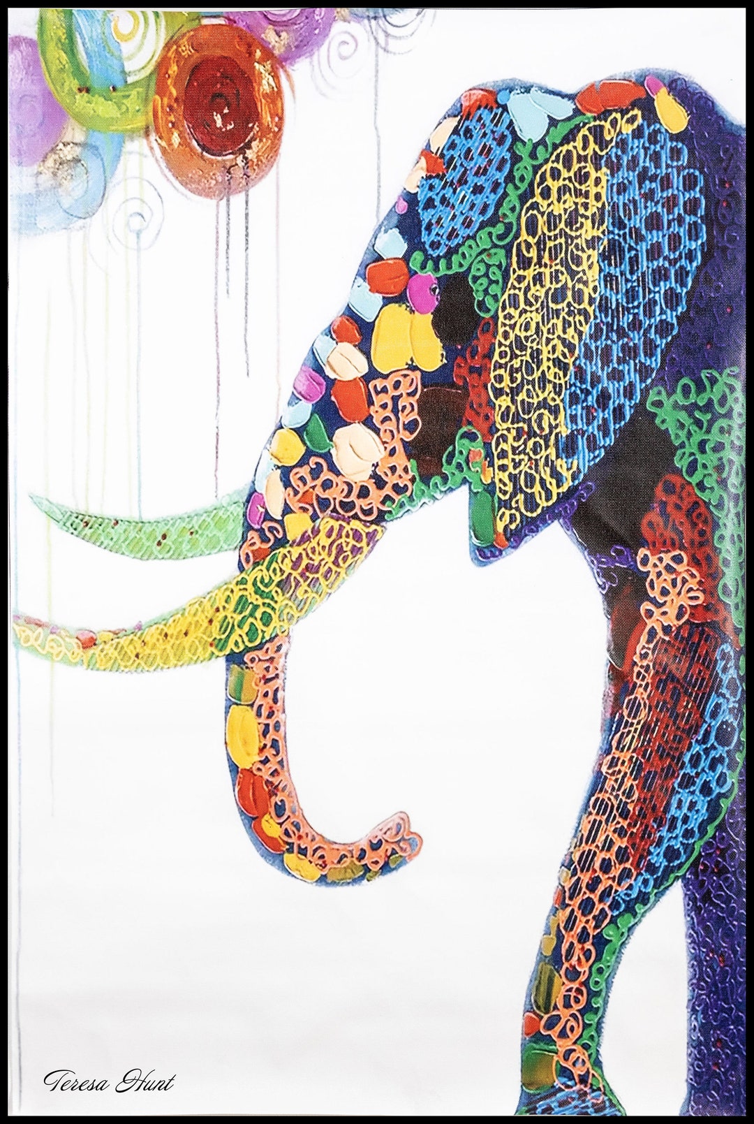 ELEPHANT ABSTRACT PAINTING Colorful Paintings Extra Large Wall Art ...