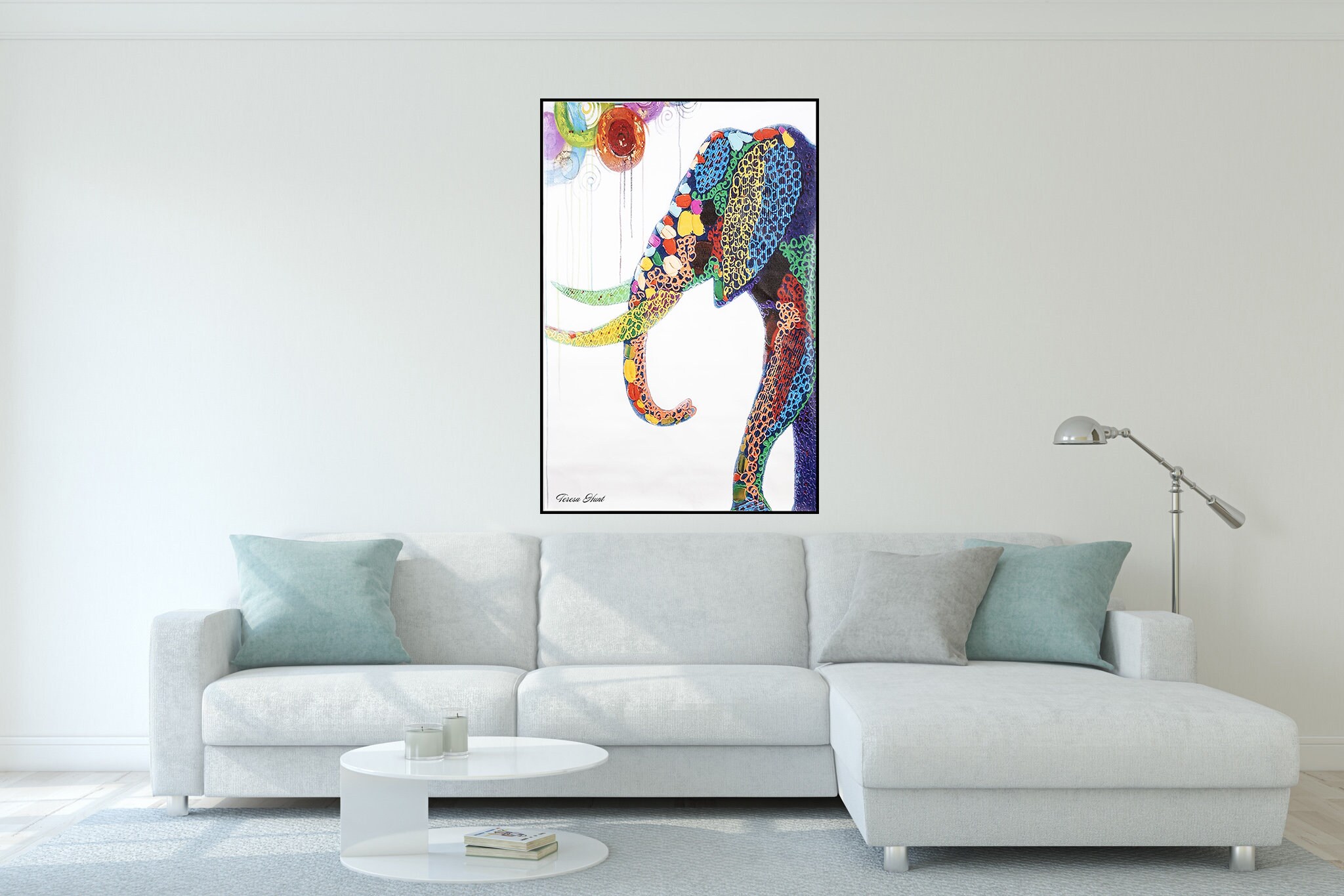 ELEPHANT ABSTRACT PAINTING Colorful Paintings Extra Large Wall Art ...