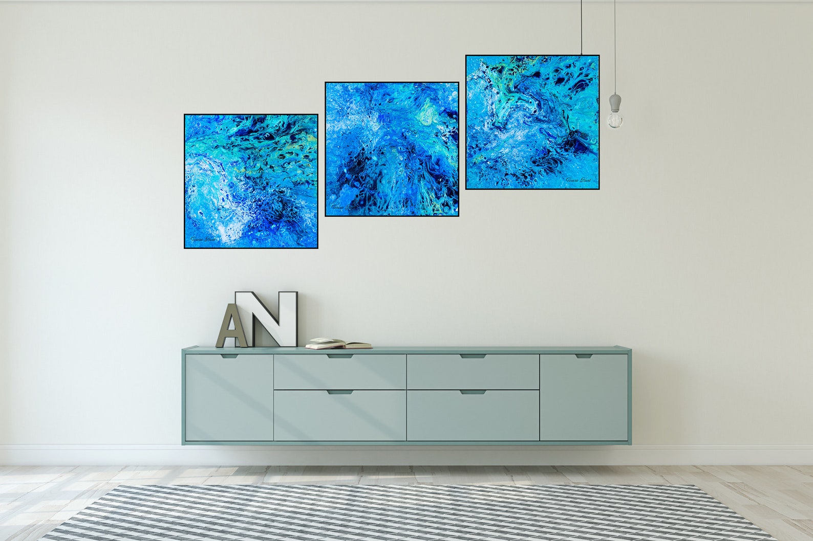 COBALT BLUE PAINTING - Watercolor Wall Art - Aqua Abstract Print ...