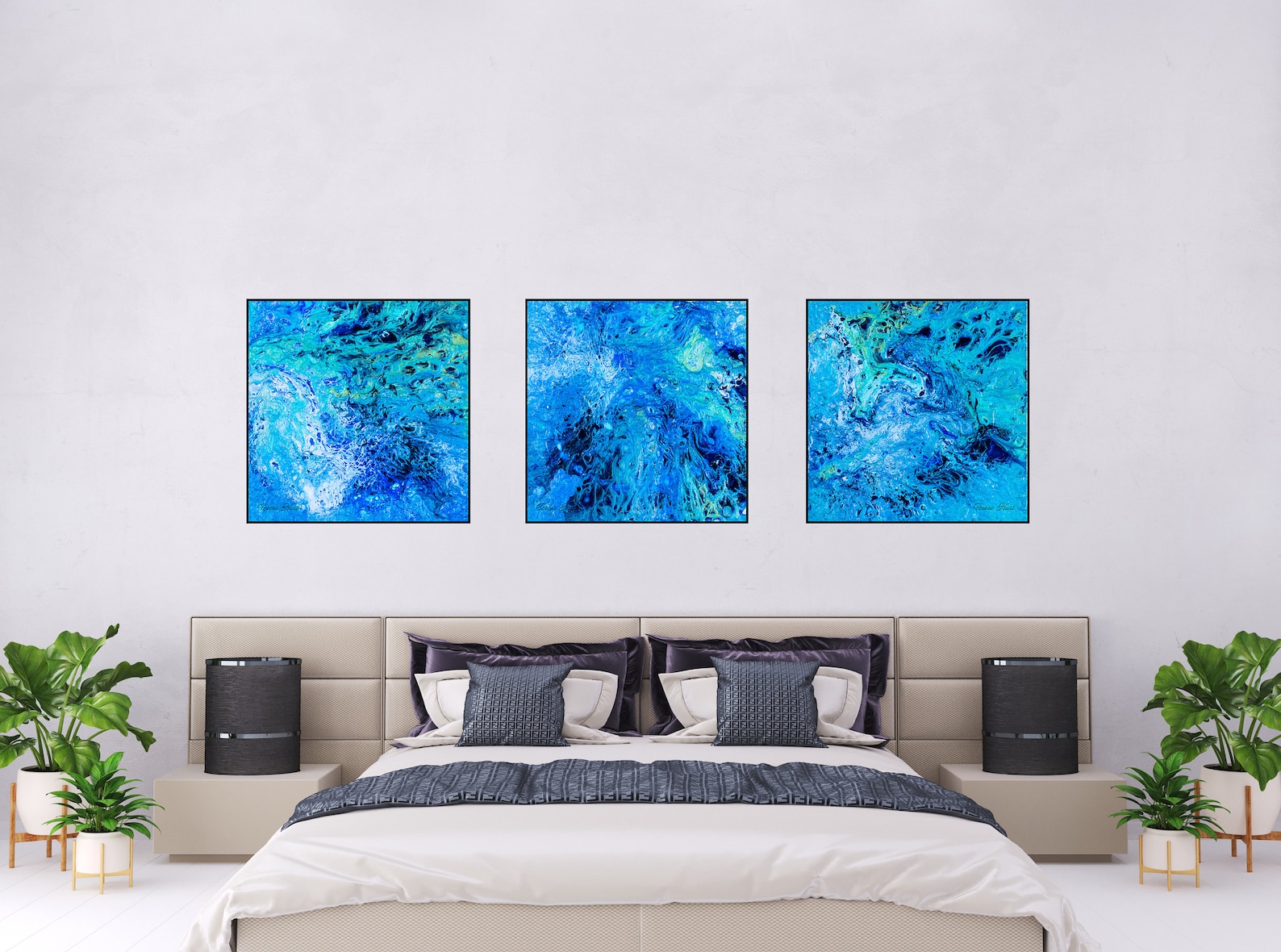 COBALT BLUE PAINTING - Watercolor Wall Art - Aqua Abstract Print ...