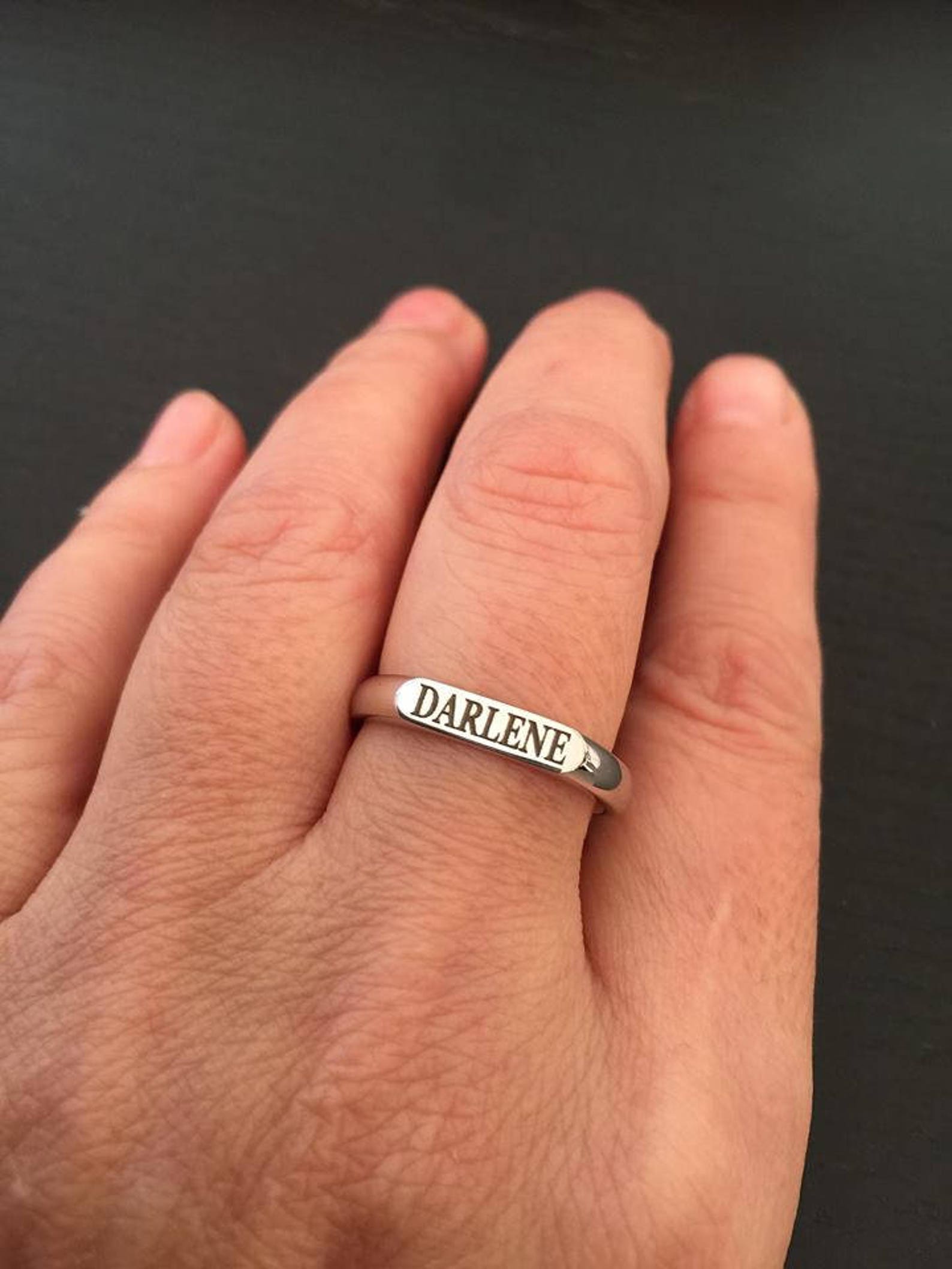 Engraved Ring Personalized Ring Men/women Ring Initial - Etsy