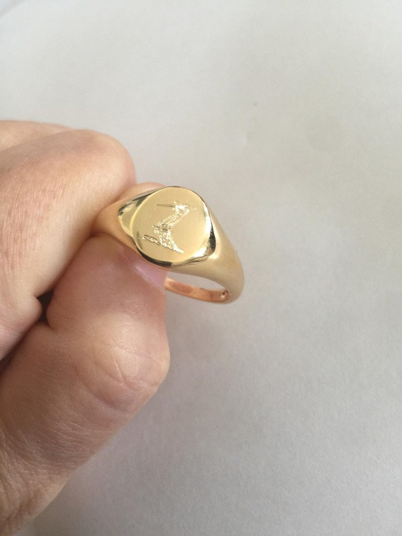Crest Signet Ring Pinky Ring Image Engraved Personalized - Etsy
