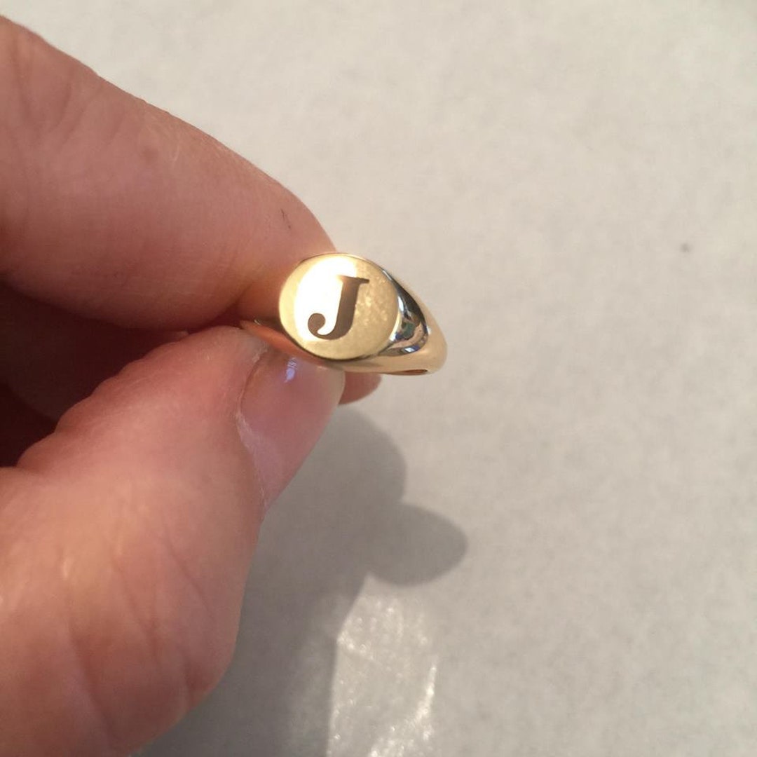 Pinky Ring, Personalized Ring, Gold Engraved Signet Ring, Initial Ring ...