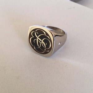 Square Signet Ring, Image Ring, Icon Crest Ring, Mens Signet Ring ...