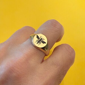 Bee Ring, Image Signet Pinky Ring, Manchester Bee Ring, Silver Pinky ...