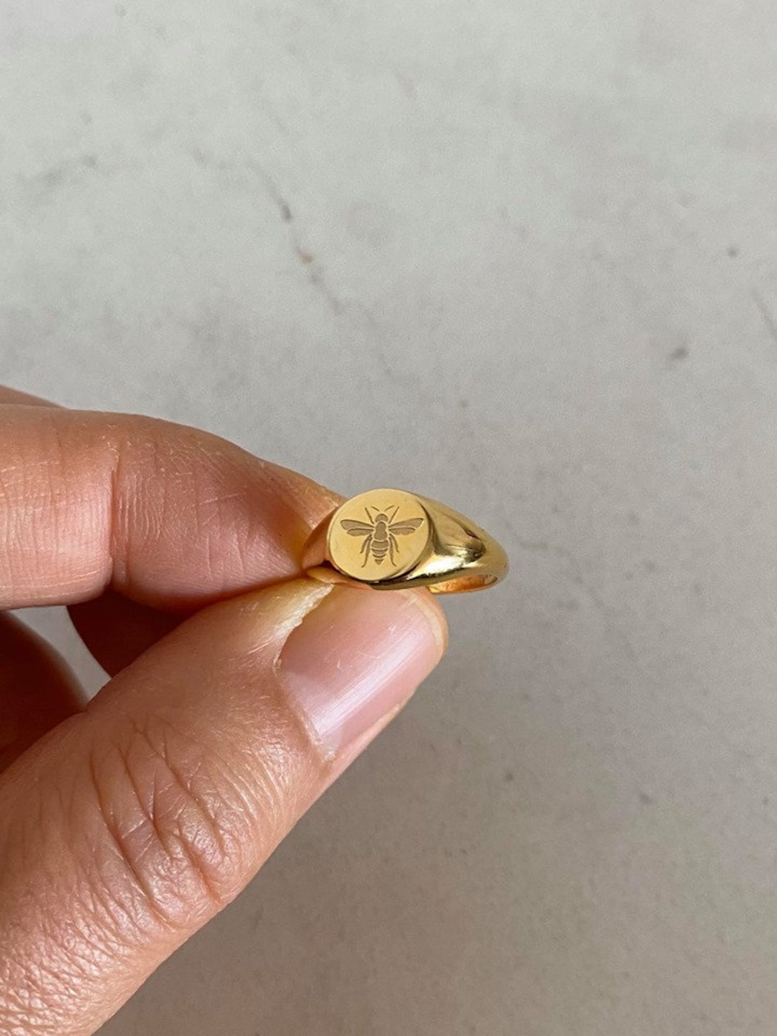 Bee Ring Image Signet Pinky Ring Manchester Bee Ring Gold - Etsy