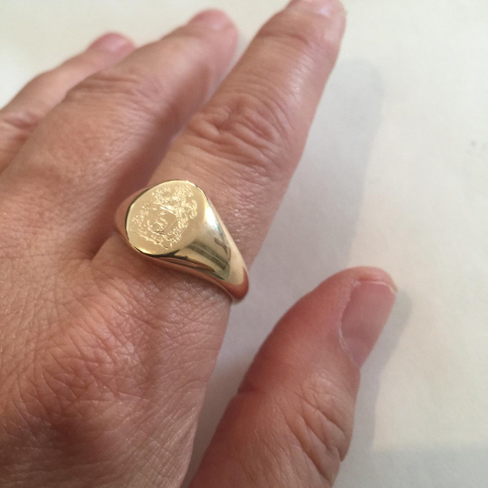 Crest Signet Ring Pinky Ring Image Engraved Personalized - Etsy