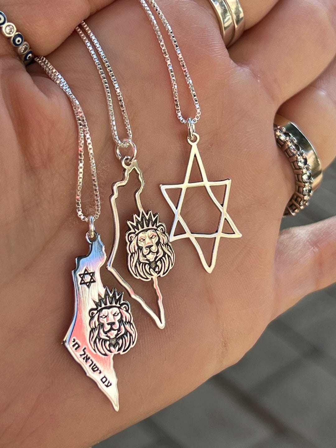 Shema Israel Necklace, Sterling Silver Disc Pendant, Star of David ...