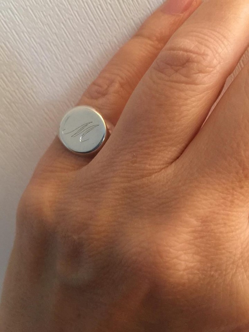 Personalized Sterling Silver Pinky Signet Ring, Engraved Initial - Etsy