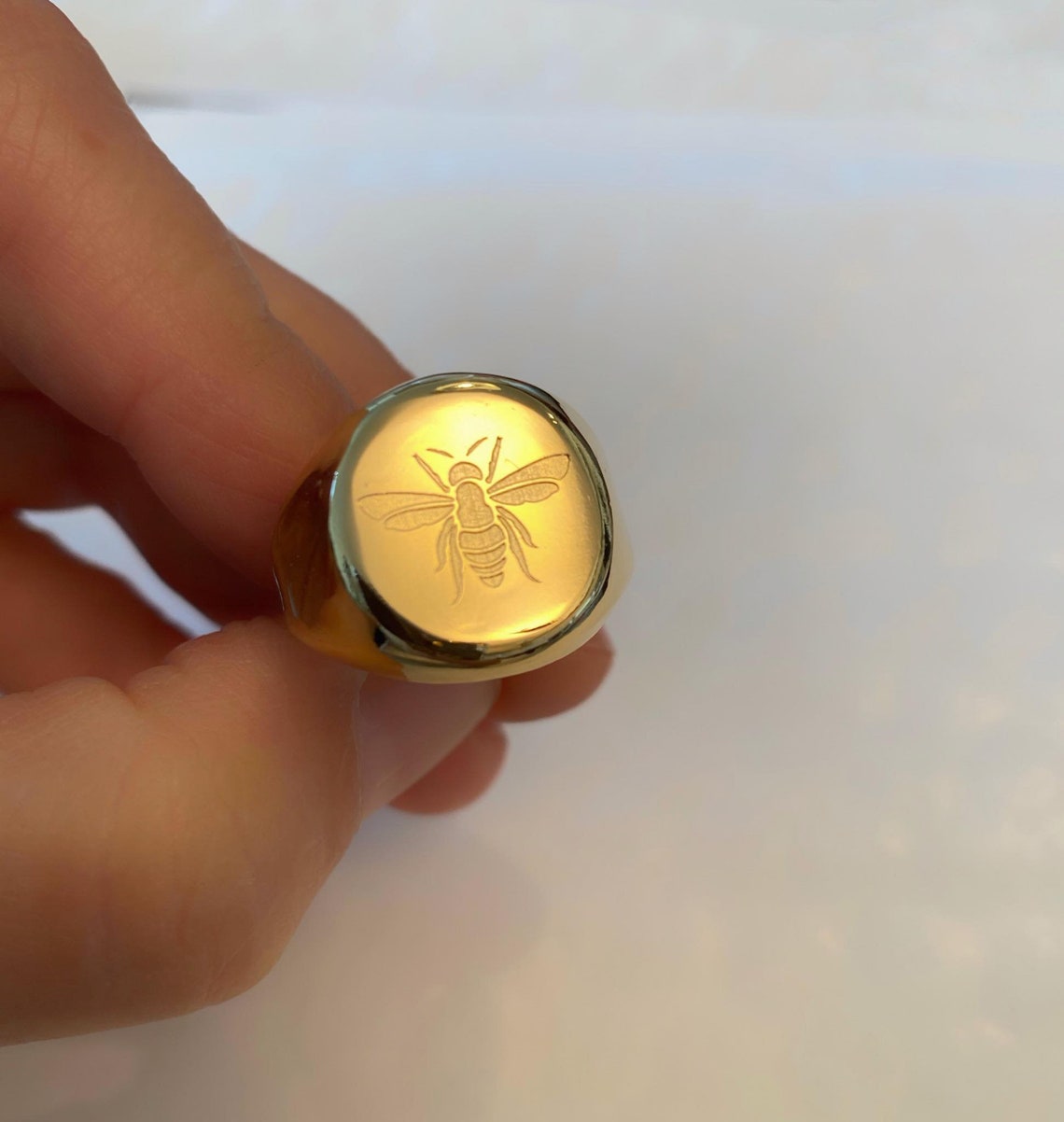 Pinky Ring Bee Signet Ring Bee Ring Pinky Signet Ring Gold - Etsy