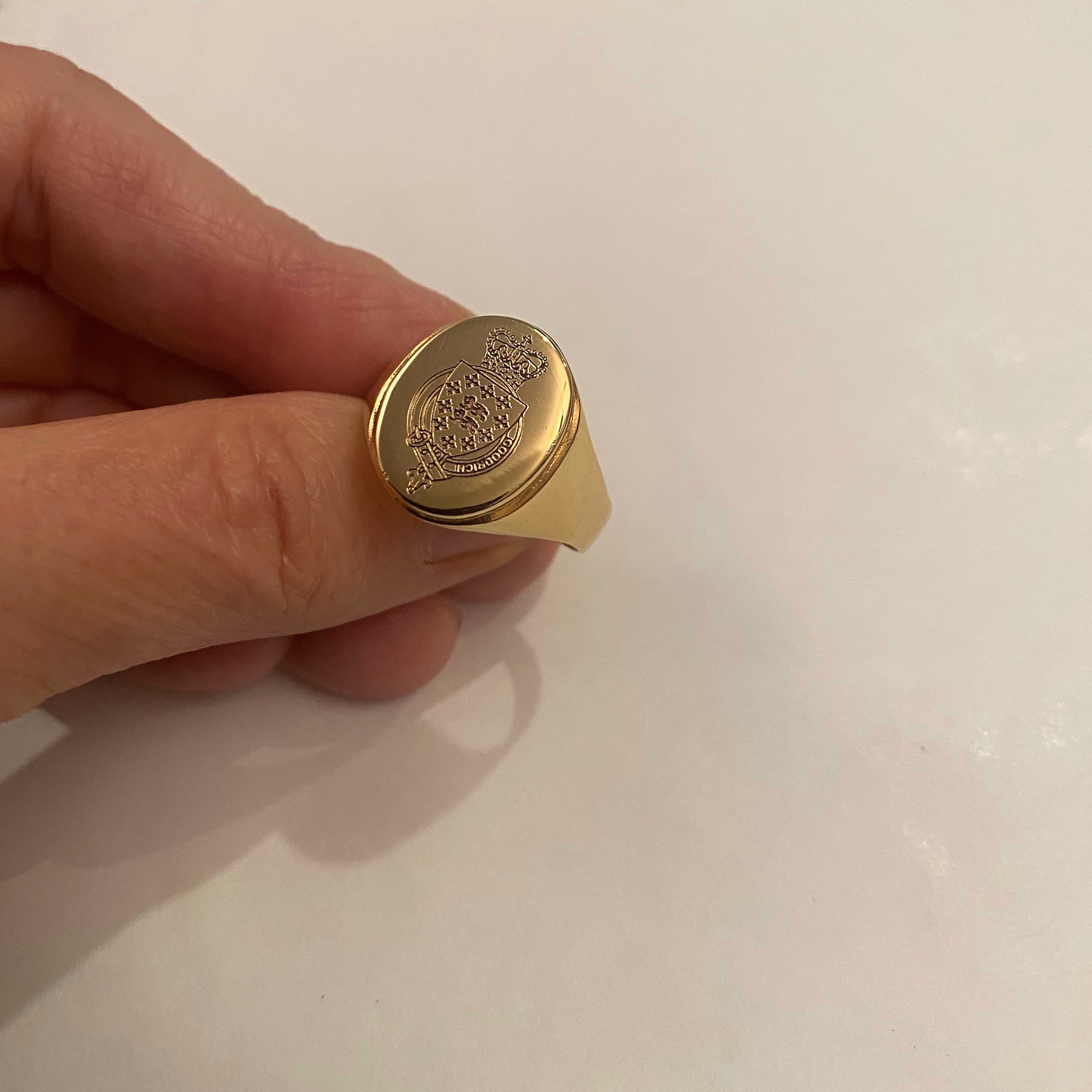 Personalized 18k Gold Plate Signet Ring, Family Crest Engraving - Etsy