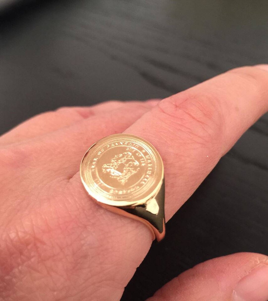 Family Crest Signet Ring, Pinky Ring, Image Engraved, Personalized Ring ...