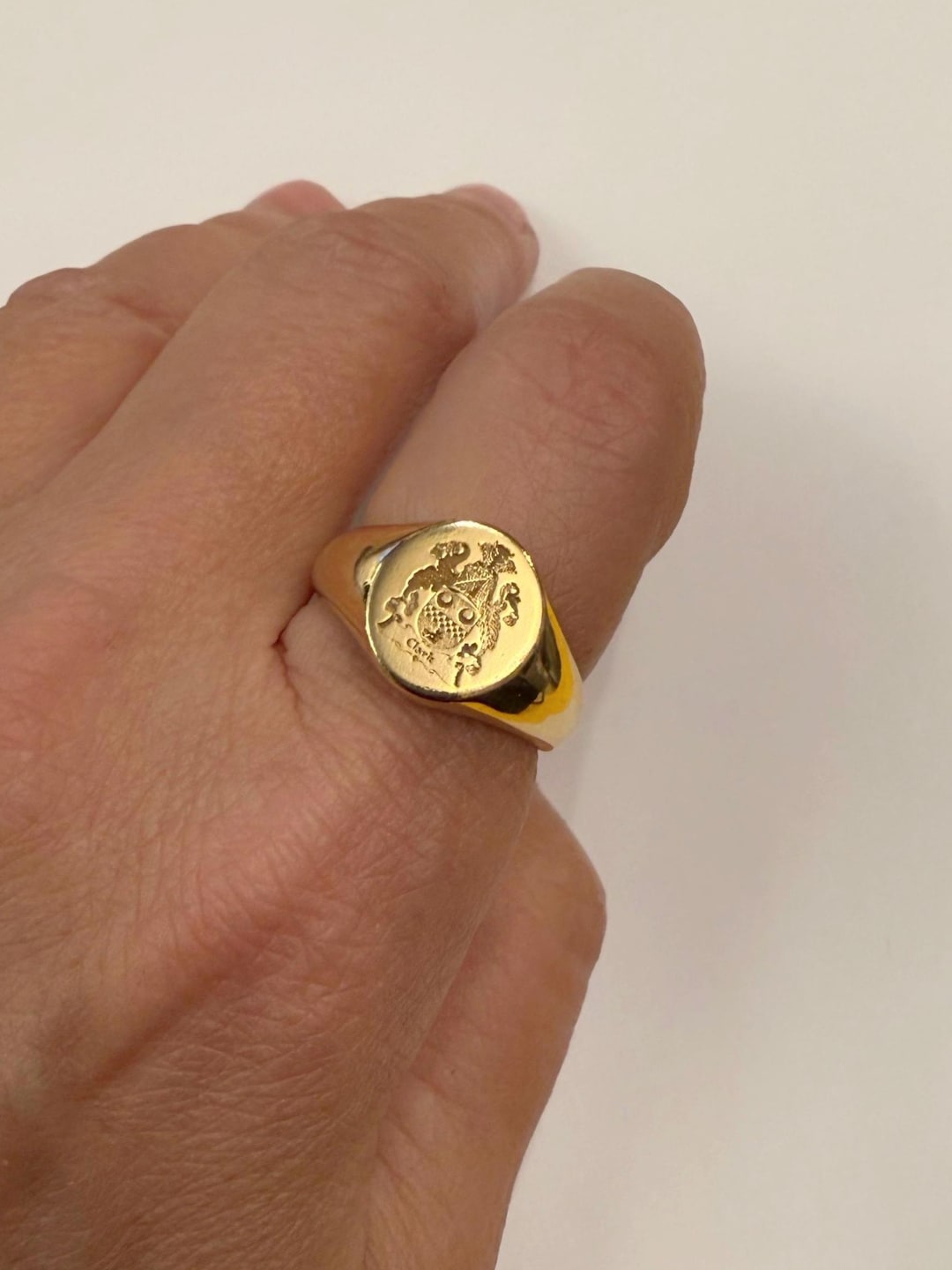Engraved Family Crest Signet Ring, 18k Gold Plate or Sterling Silver - Etsy