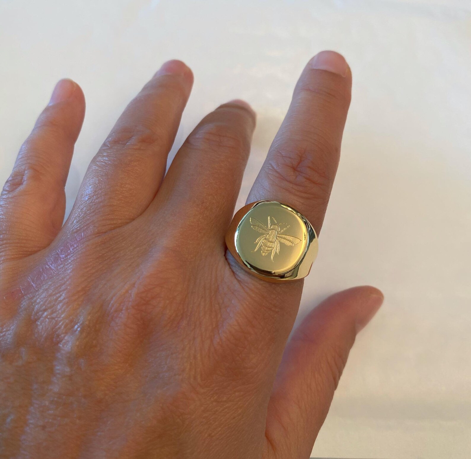 Pinky Ring Bee Signet Ring Bee Ring Pinky Signet Ring Gold - Etsy