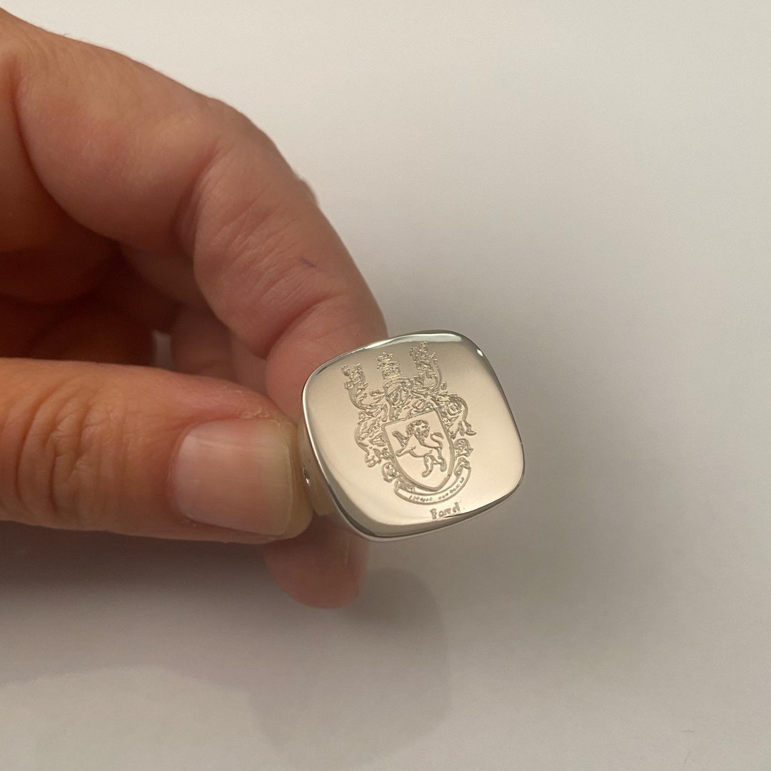 Crest Ring, Square Signet Ring, Pinky Ring, Men's Jewelry, Engraved ...