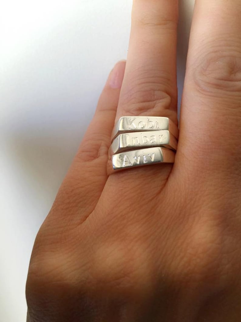 Engraved ring Personalized Ring women ring Initial ring | Etsy