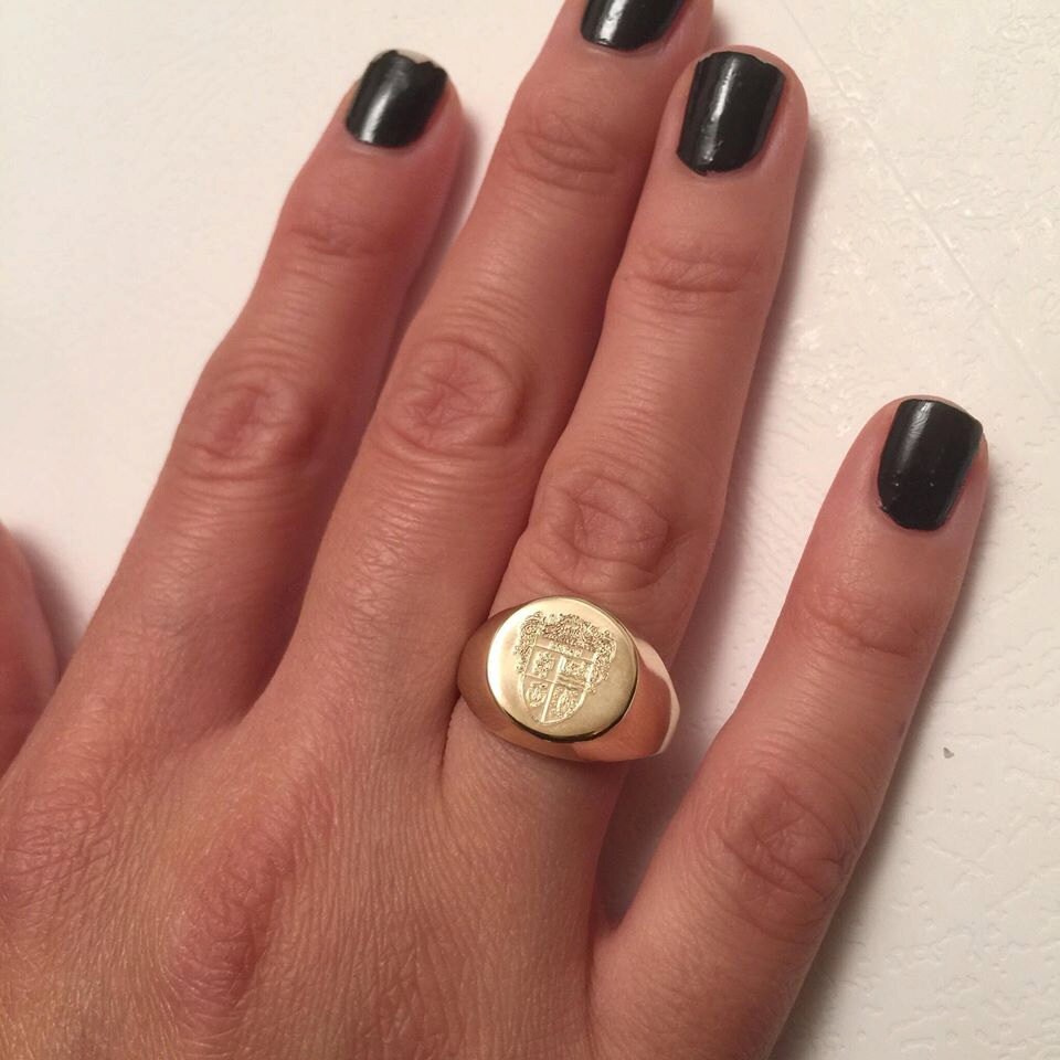 Crest Ring Signet Ring Crest Signet Rings Pinky Ring Image | Etsy