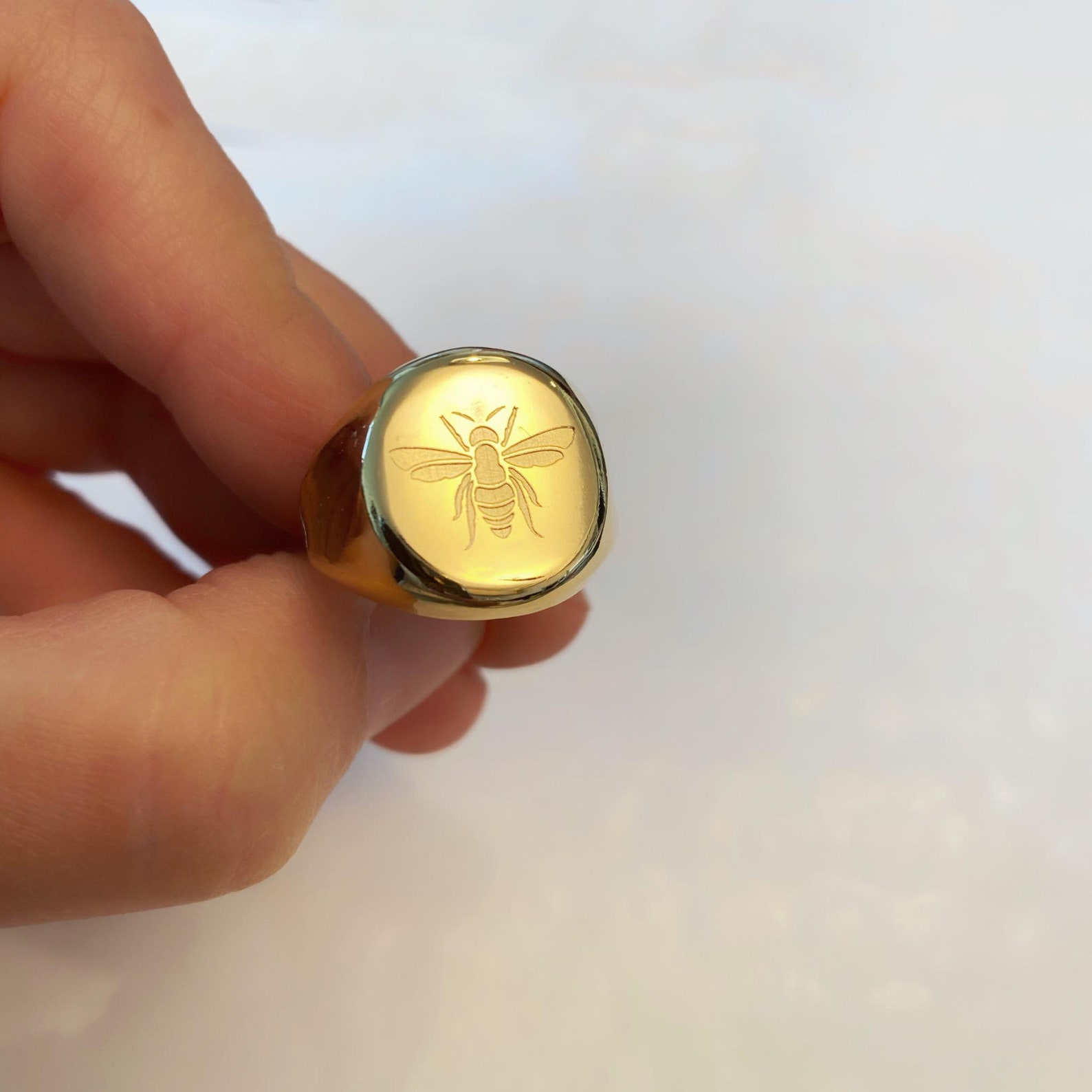 Pinky Ring Bee Signet Ring Bee Ring Pinky Signet Ring Gold - Etsy
