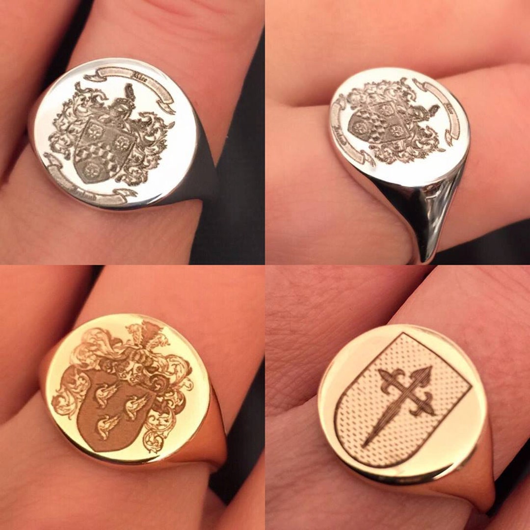 Coat of Arms Family Crest Ring Crest Engrave Ring - Etsy