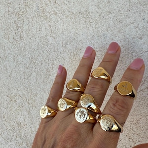 Engraved Family Crest Signet Ring, 18k Gold Pinky Ring - Etsy