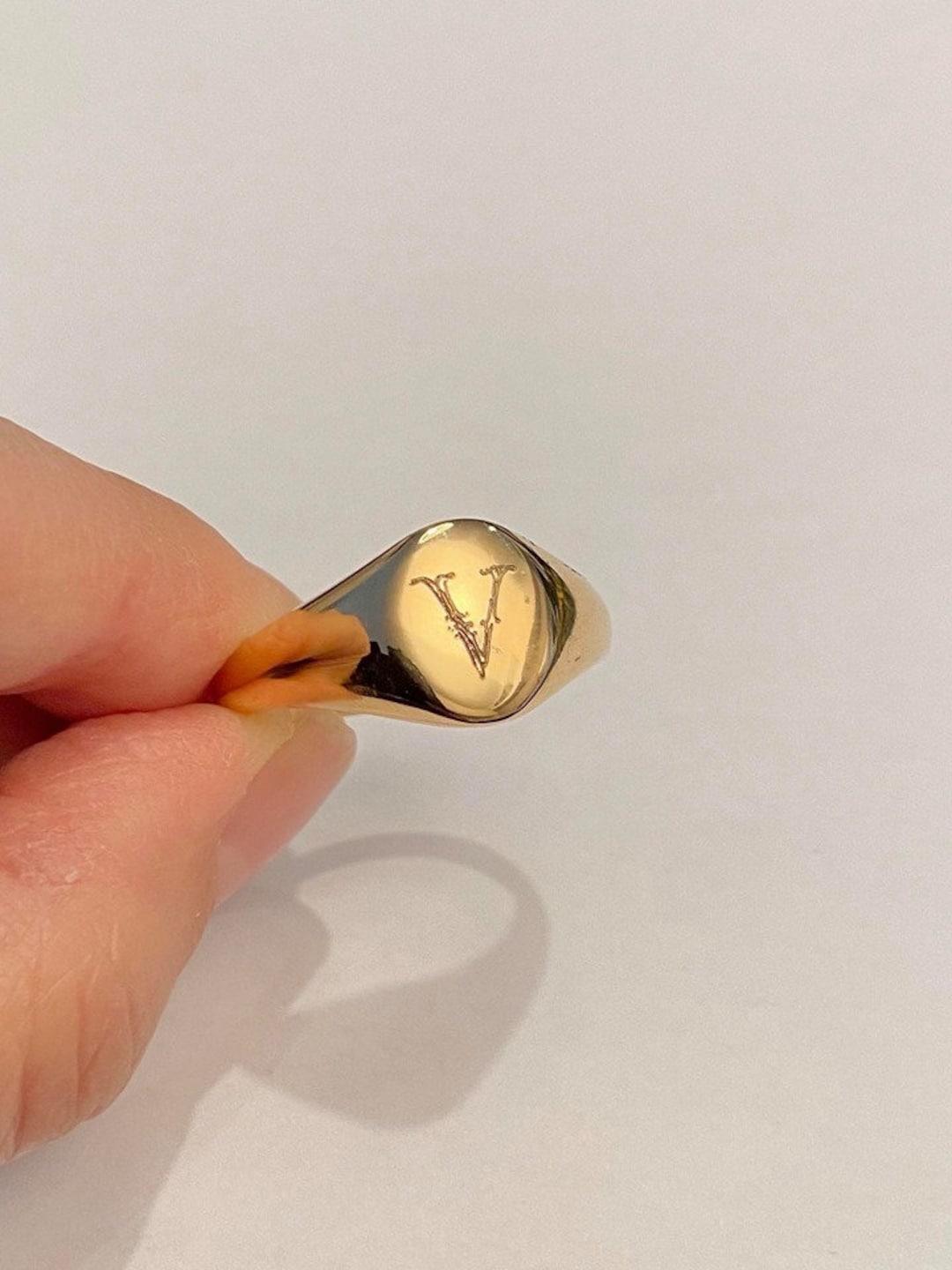 V Ring, Victory Ring, Pinky Signet Ring, Women Ring, Men Ring, Initial ...
