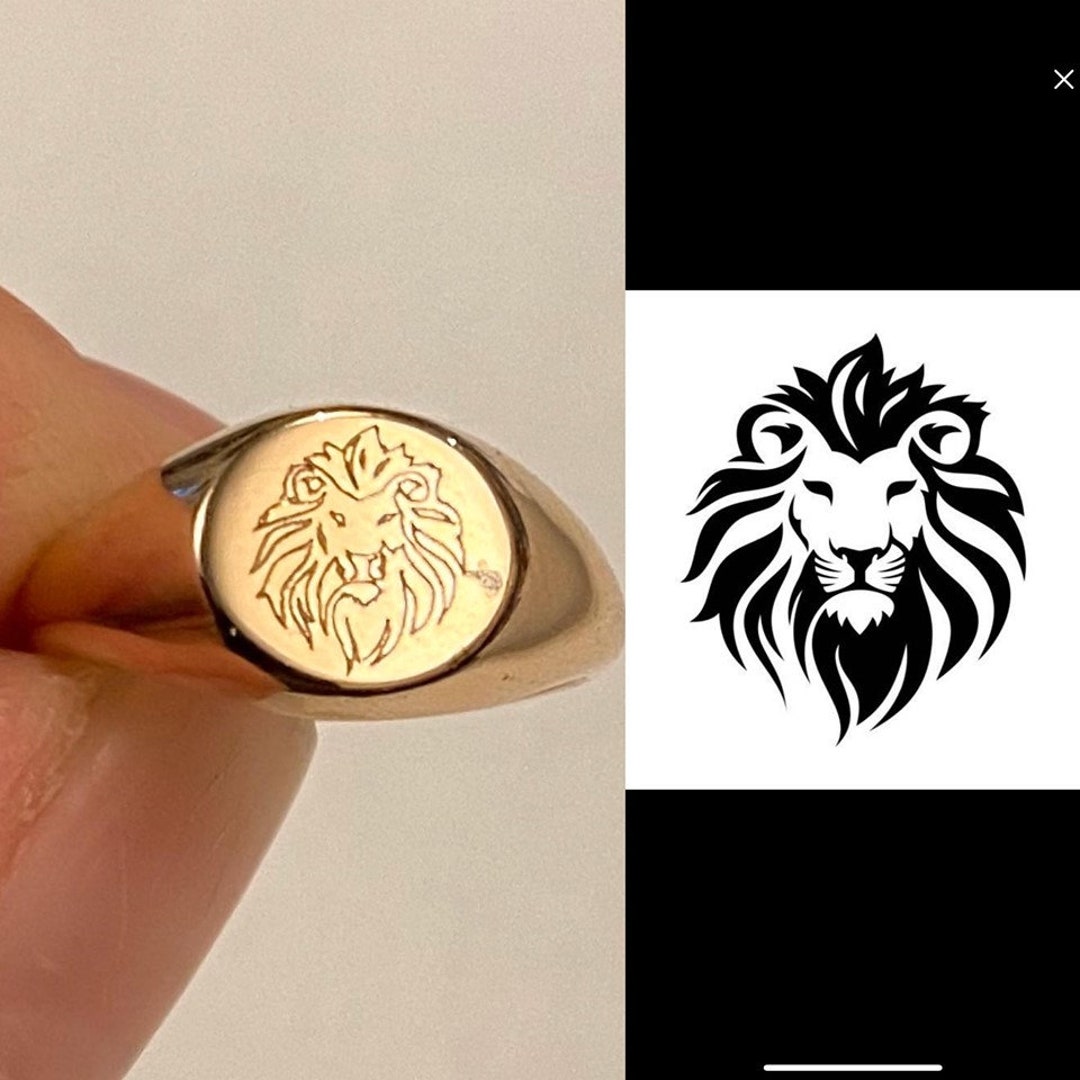 Lion Ring, Image Signet Ring, Pinky Ring, Personalized Customized Ring ...