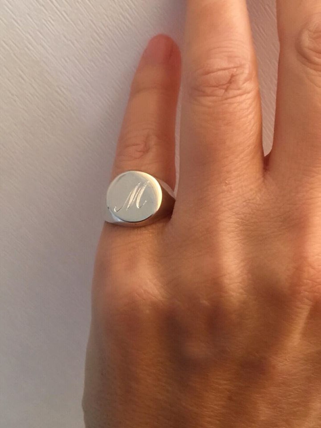 Personalized Sterling Silver Pinky Signet Ring, Engraved Initial - Etsy