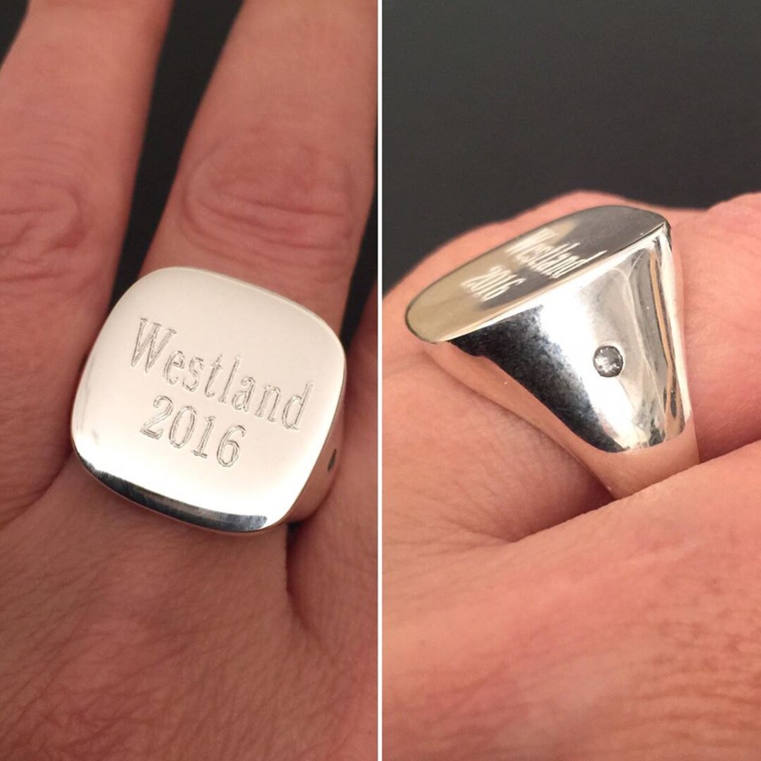 Square Signet Rings, Pinky Ring, Mens Signet Ring, Gold Ring Engraved ...