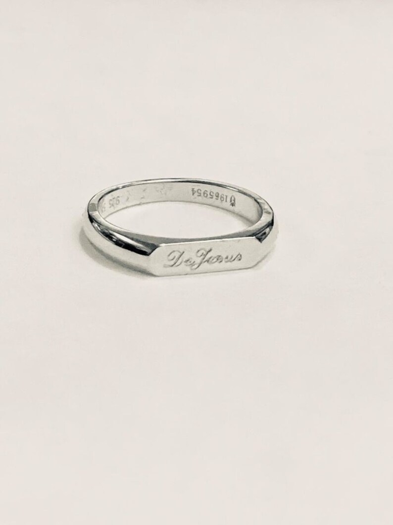 Engraved Sterling Silver Ring, Personalized Initial Stacking Ring - Etsy