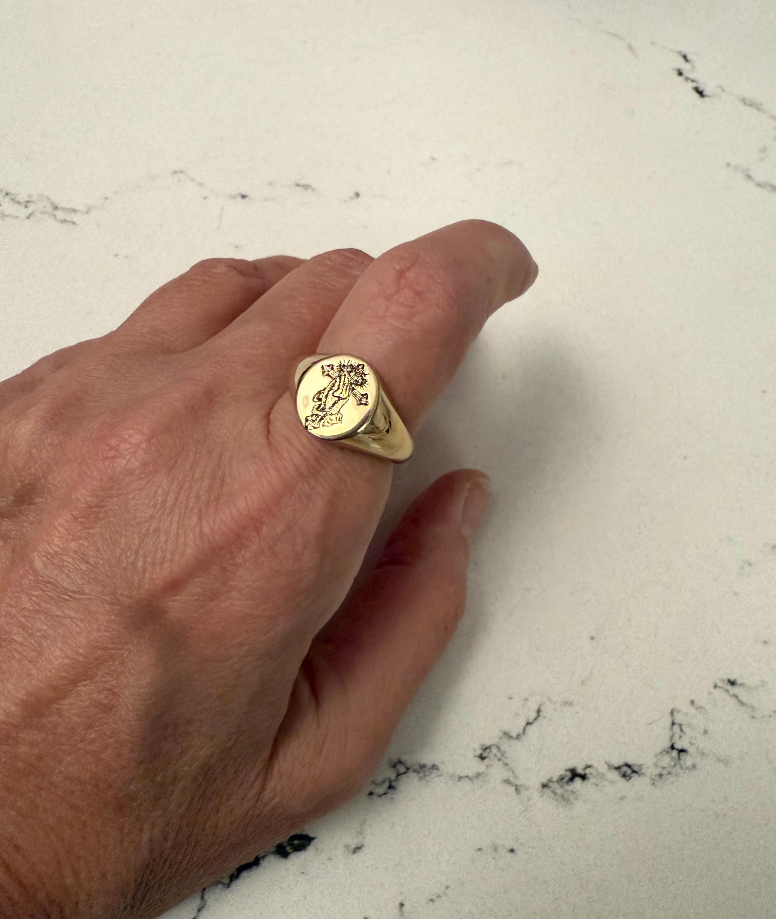 Engraved Family Crest Signet Ring, 925 Sterling Silver - Etsy