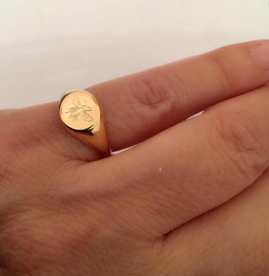 Manchester Bee Ring, Gold Pinky Ring, Personalized Customized Ring ...