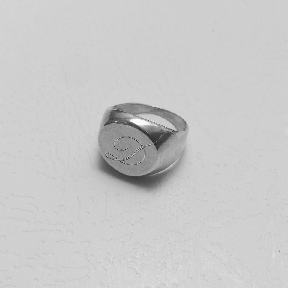Personalized Sterling Silver Pinky Signet Ring, Engraved Initial - Etsy