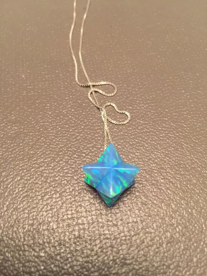 Merkaba Necklace Opal Merkaba Necklace Blue Opal Pendant - Etsy