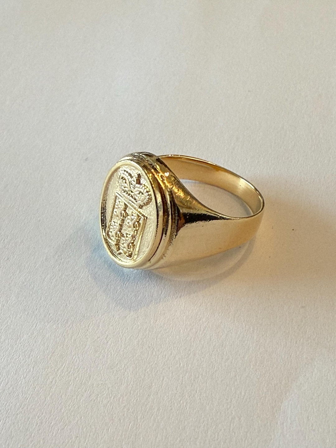Custom Coat of Arms Signet Ring – Raised Engraving – Gold Vermeil or ...