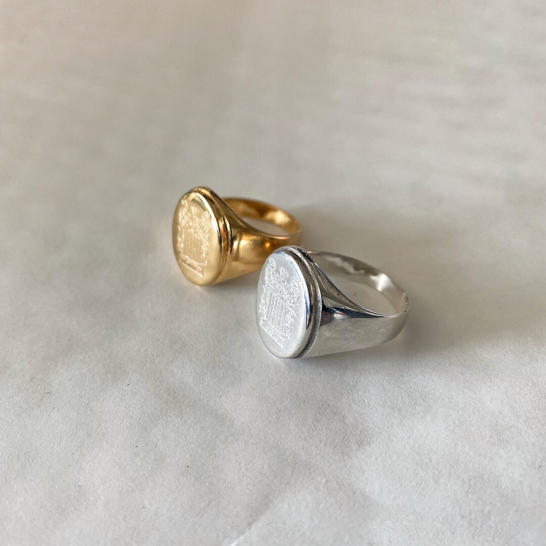 Family Crest Signet Ring, Pinky Ring, Image Engraved, Personalized Ring ...
