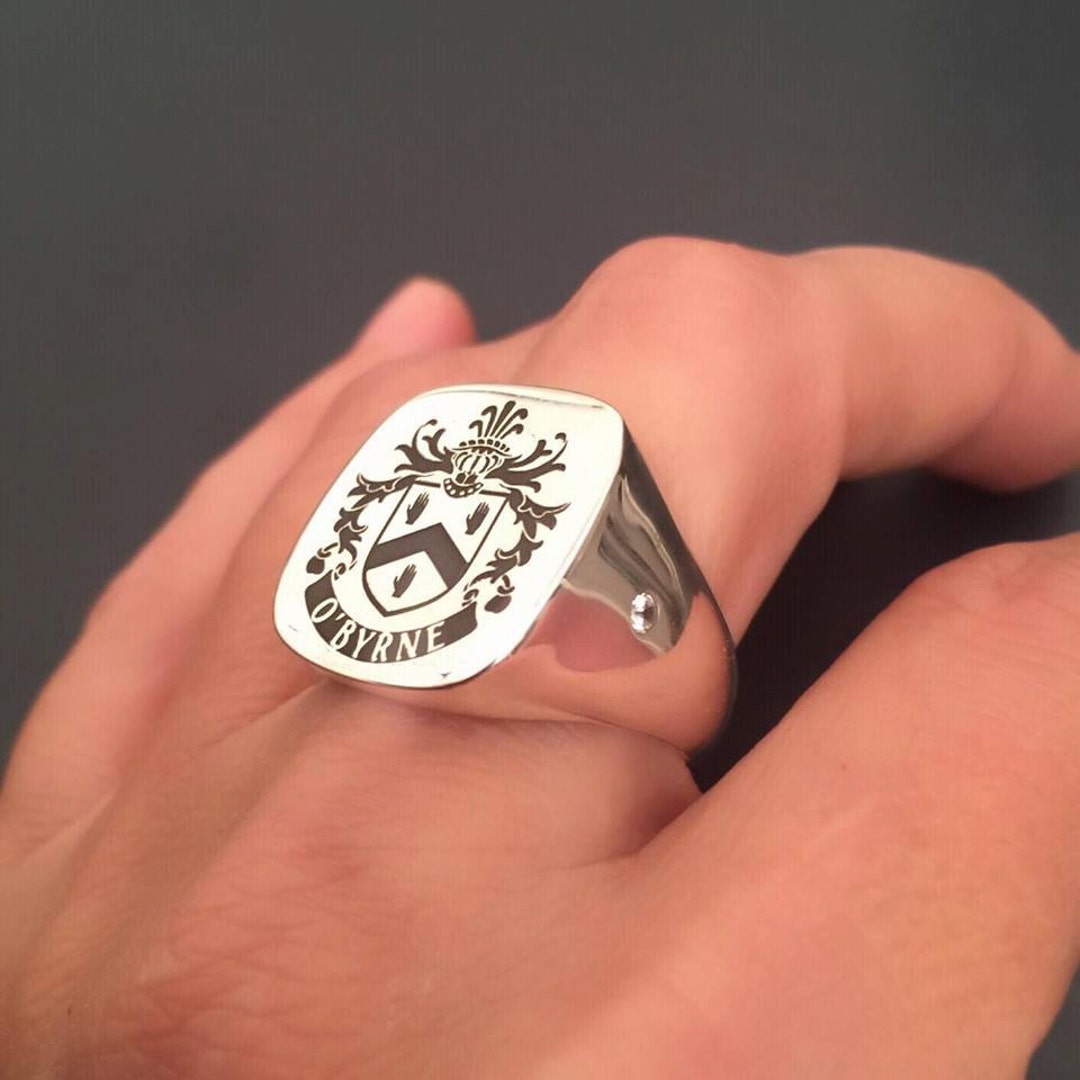 Family Crest Signet Ring, Family Rings, Sterling Silver Signet Ring ...