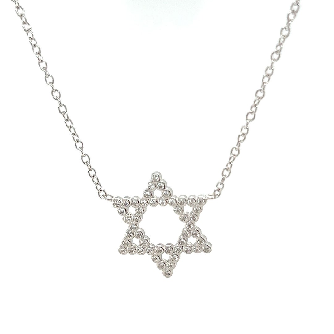 Star of David Pendant, Magen David Necklace, 925 Sterling Silver CZ ...