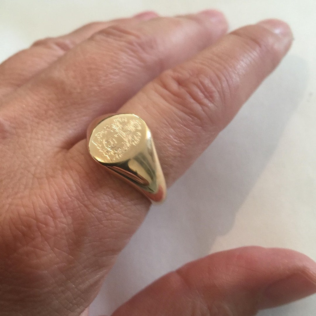 Crest Signet Ring Pinky Ring Image Engraved Personalized - Etsy