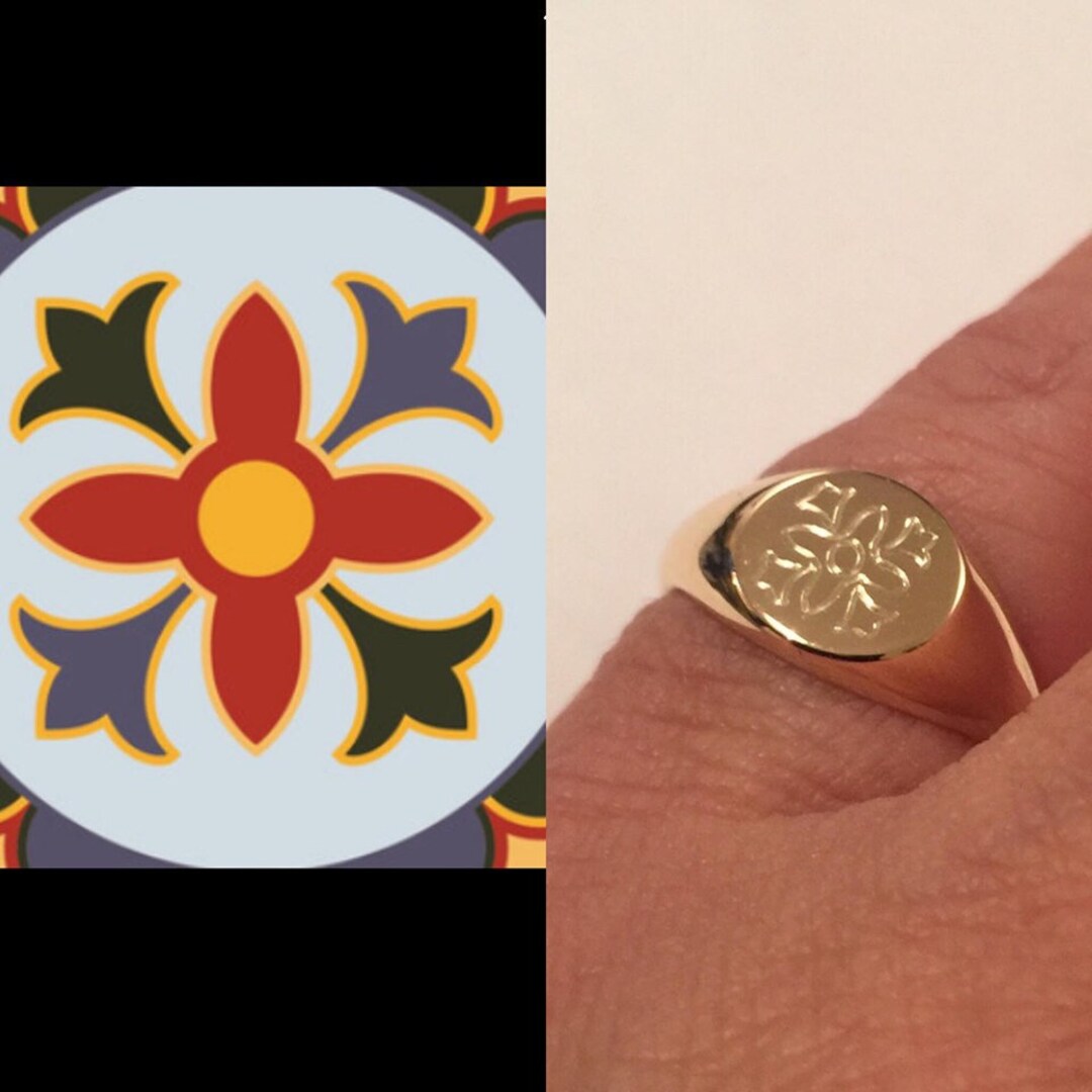 Engraved Ring, Pinky, Personalized Customized Ring, Picture Image ...