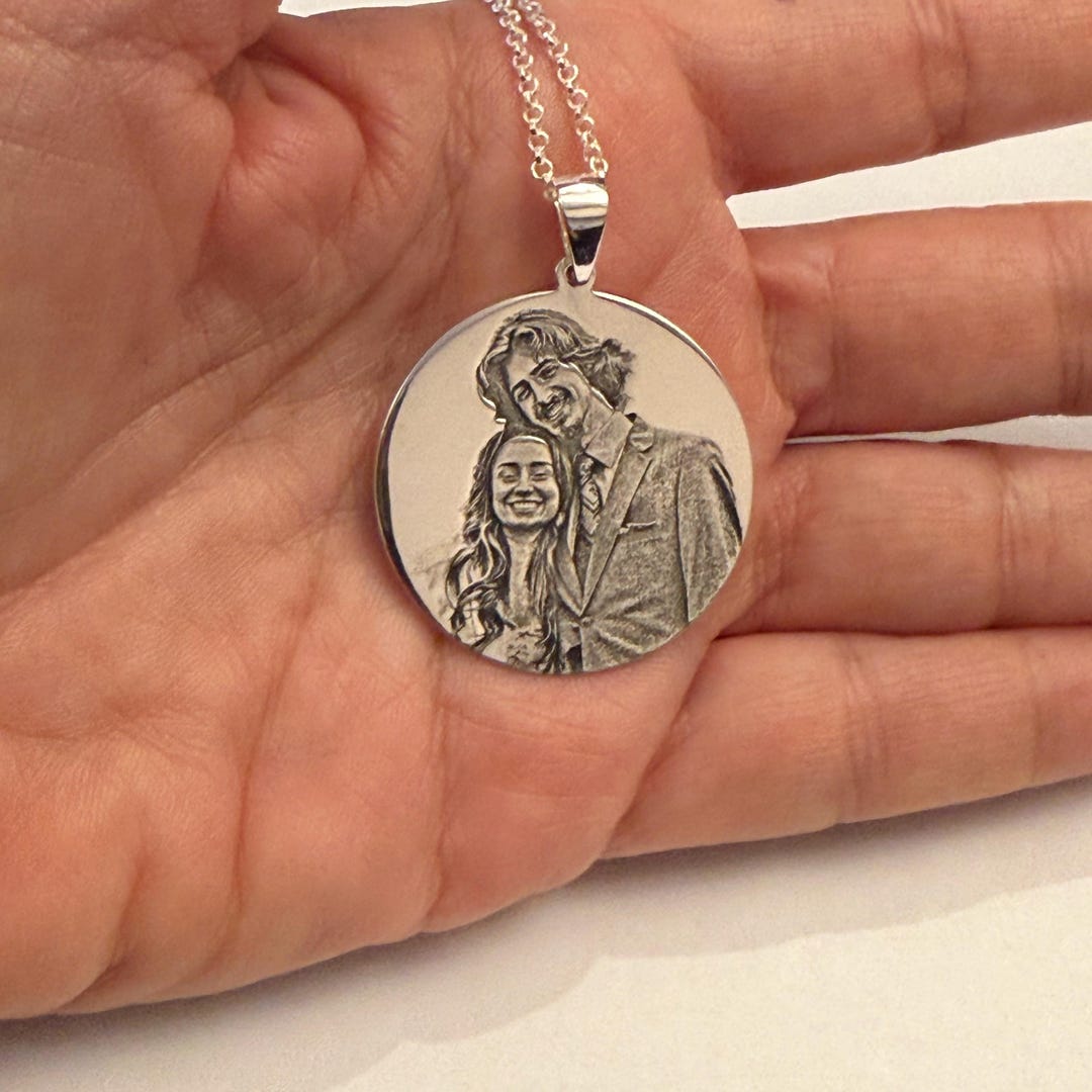 Portrait Necklace, Photo Necklace, Picture Engraved Pendant, Custom ...