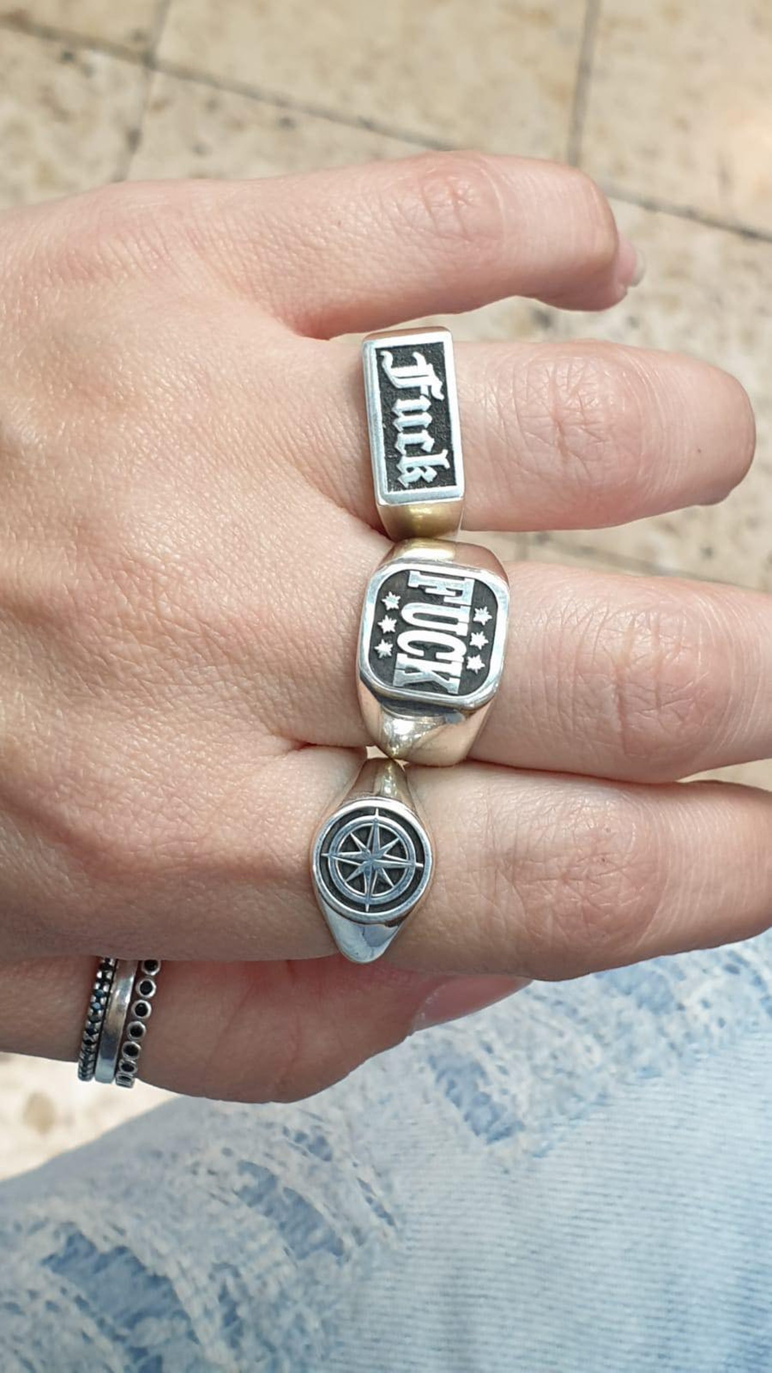 Signet Rings, Gothic Date Ring, Stackable Year Ring, Personalized Ring ...