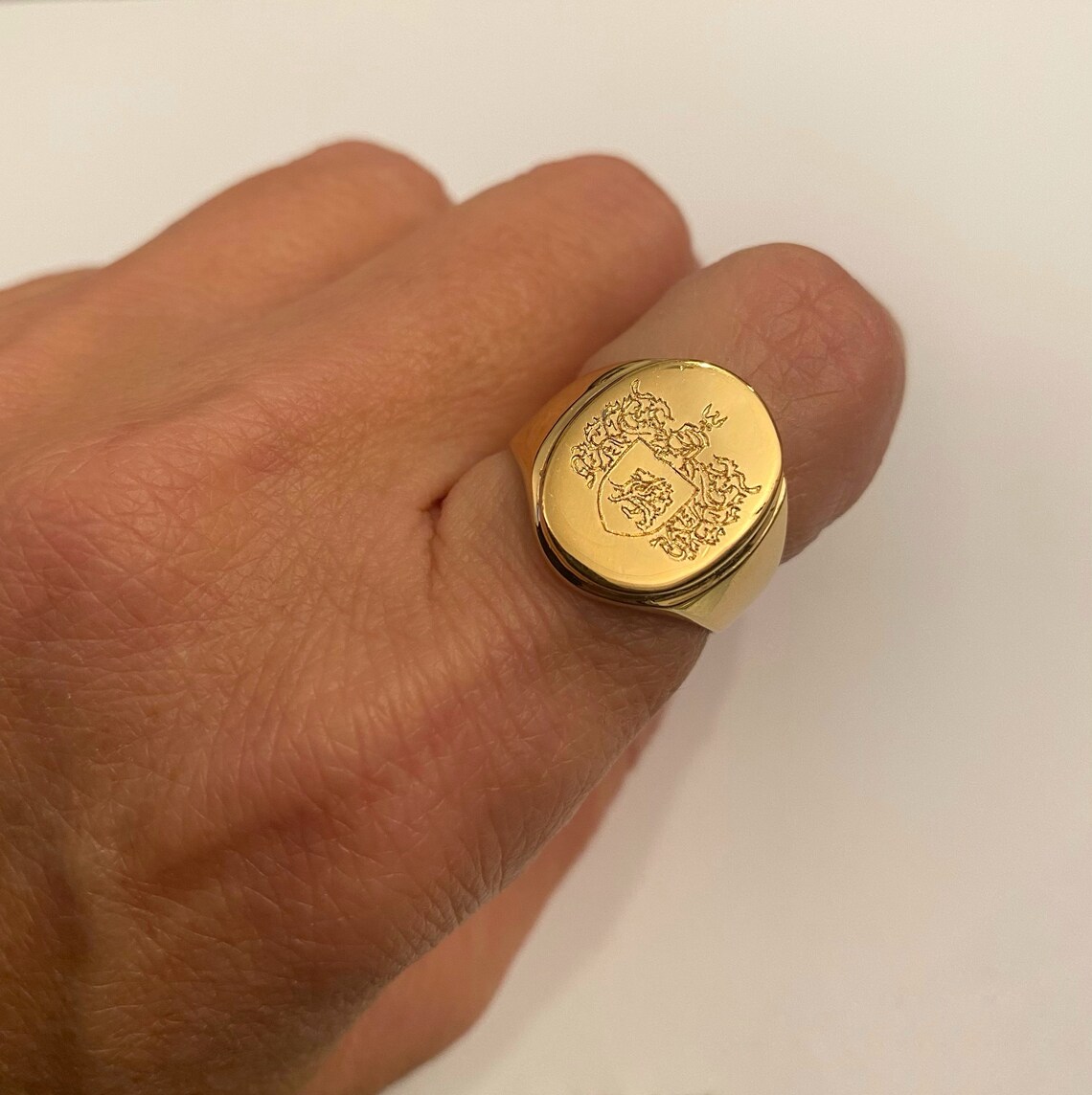 Family Crest Signet Ring Pinky Ring Image Engraved - Etsy