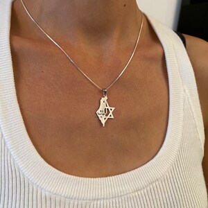 Am Israel Chai Necklace, Israel Map, Star of David Pendant, Sterling ...