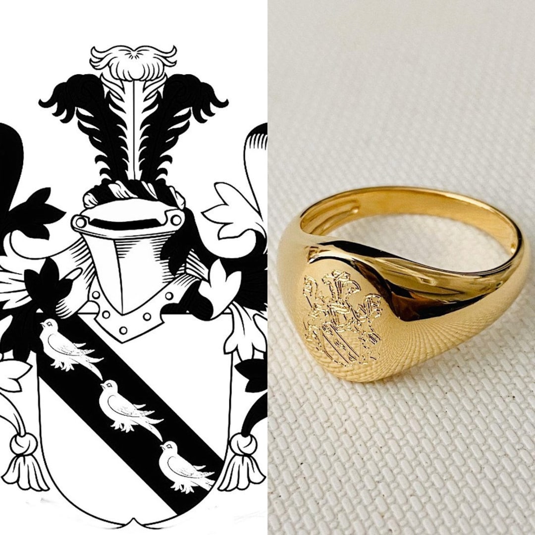 Coat of Arms Family Crest Ring, Crest Engrave Ring, Personalized Ring ...